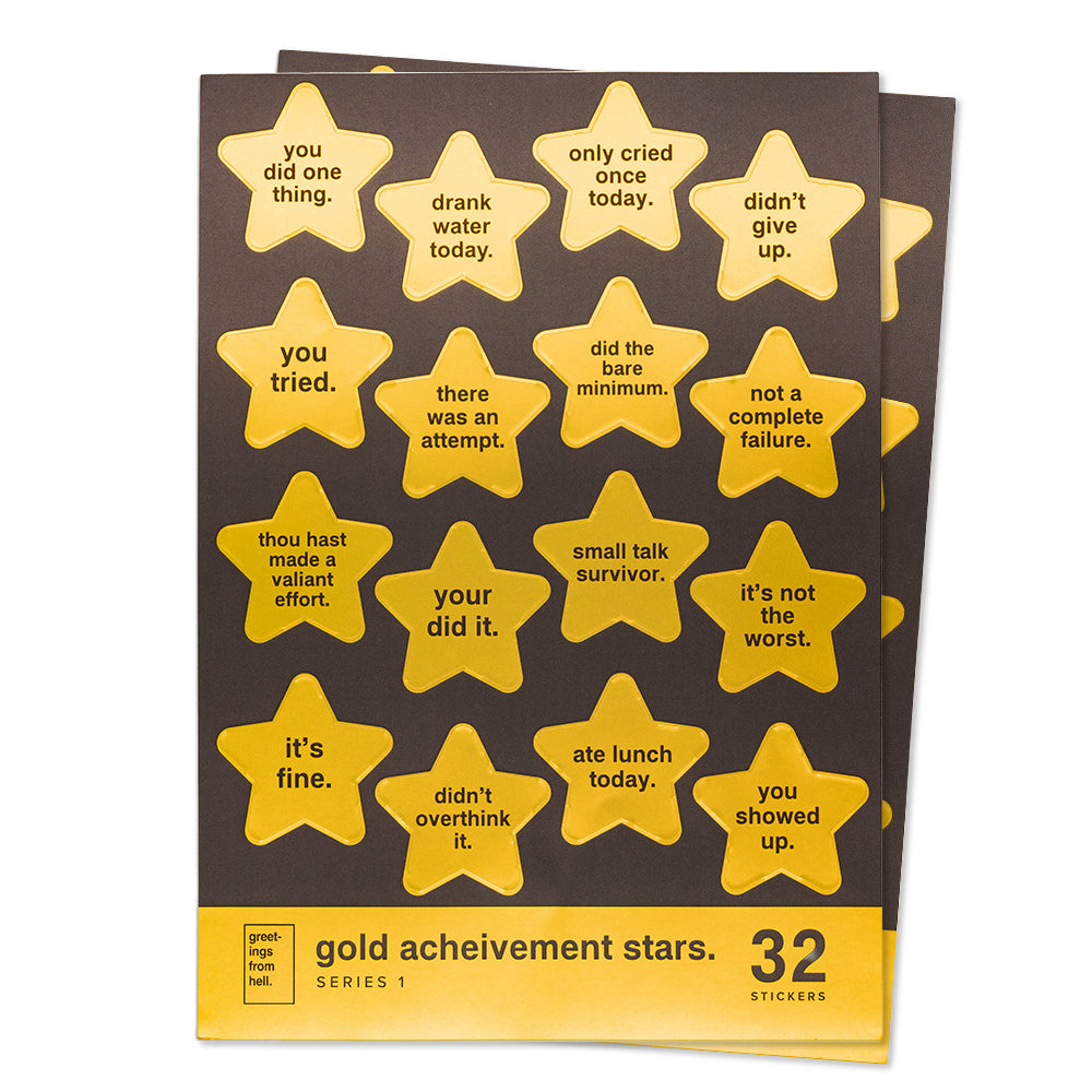 Gold Achievement Star Stickers - 32 Pack – Greetings From Hell