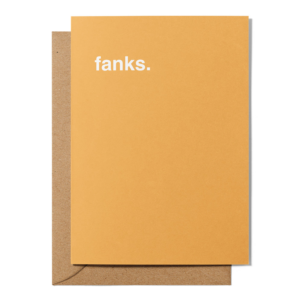 "Fanks" Thank You Card - Greetings From Hell