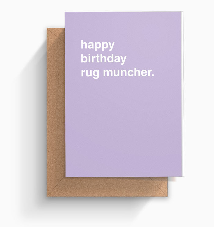 "Happy Birthday Rug Muncher" Birthday Card - Greetings From Hell
